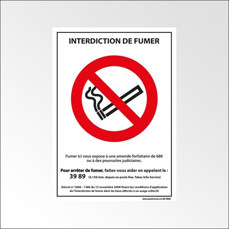 Affiche Interdiction de fumer 210x300 "Norme 2007" GM POLYPRO COPO ...